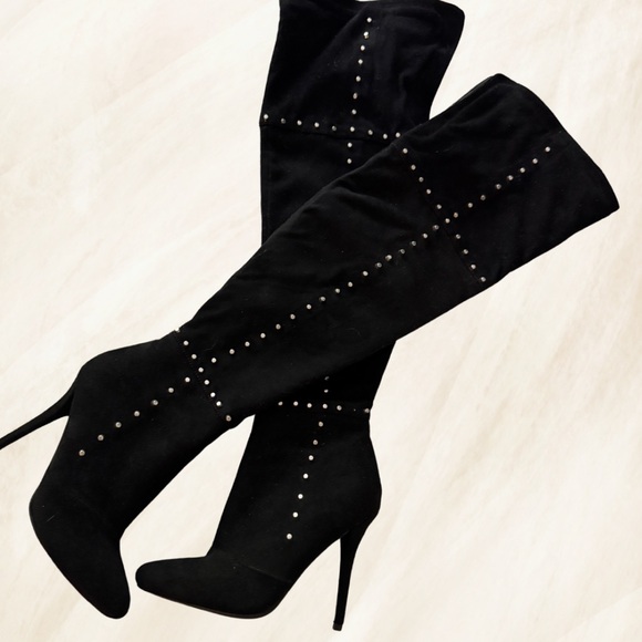 Charlotte Russe | Shoes | Never Worn Velvet Black High Heel Overtheknee ...